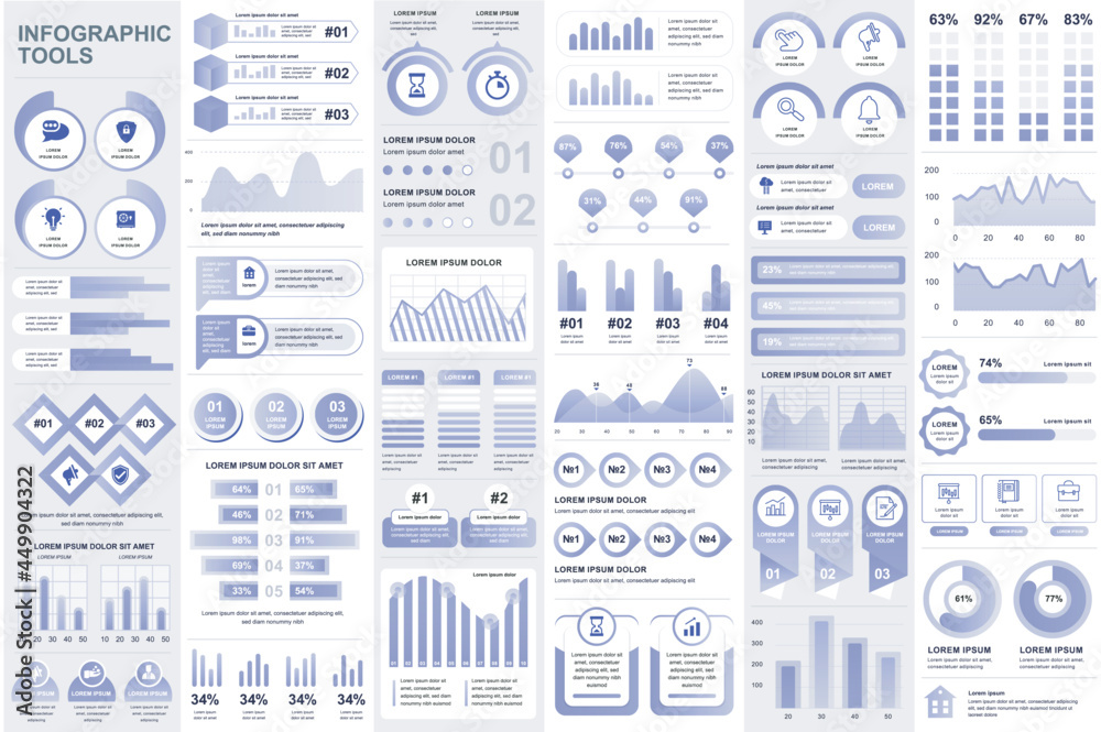 Bundle infographic elements data visualization vector design template ...