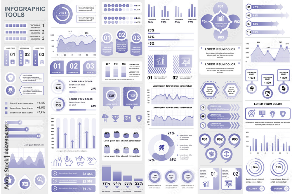 Bundle infographic elements data visualization vector design template ...