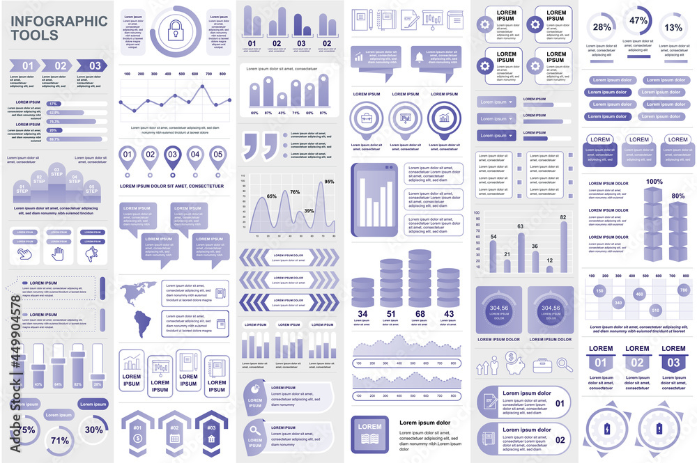 Bundle infographic elements data visualization vector design template ...