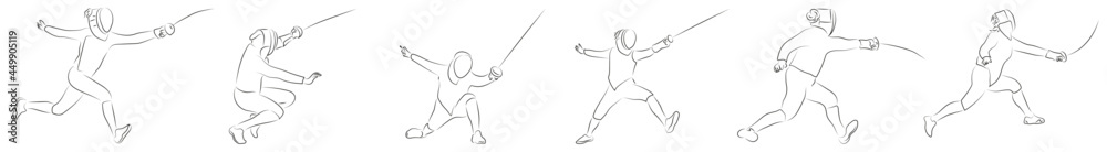 Fechten fencing Olympia 2021 Konturen Zeichnungen Vektor Grafik ...