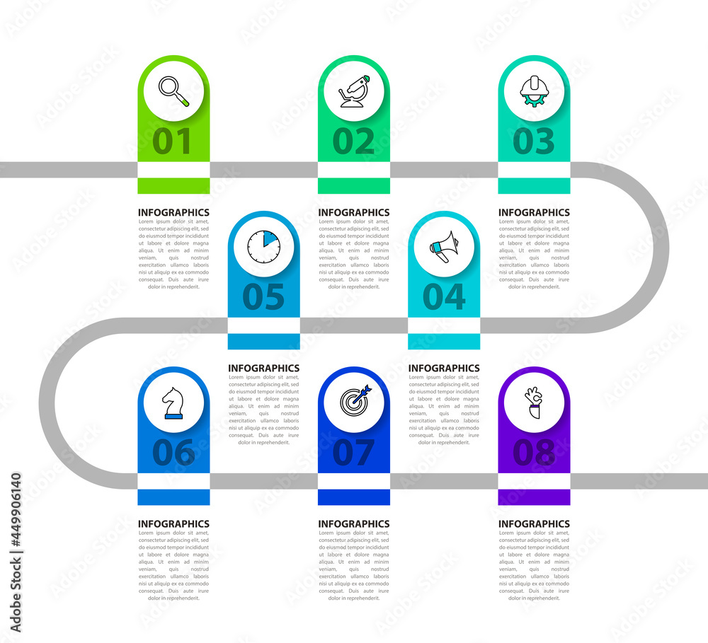 Infographic design template. Timeline concept with 8 steps Stock Vector ...