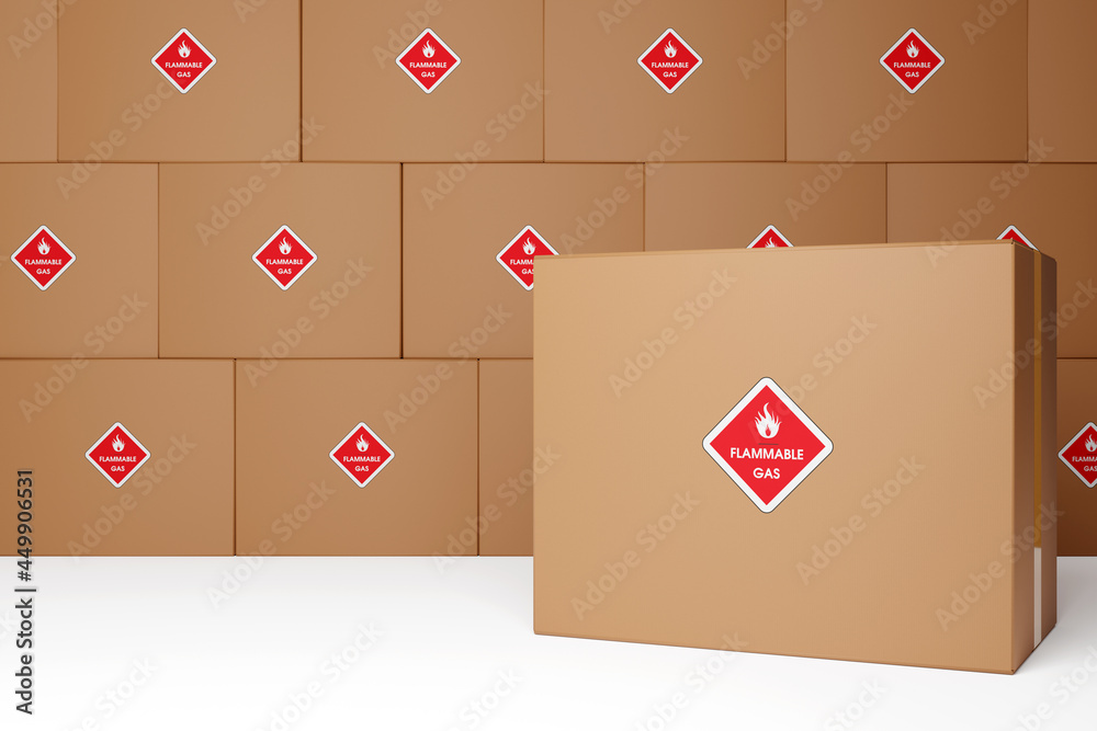 Transportation of dangerous goods and hazardous materials. Cardboard ...