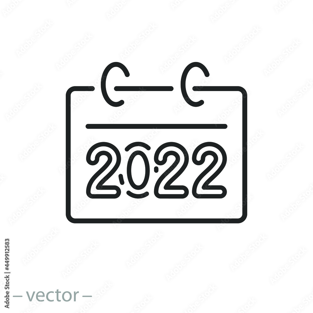 2022 calendar icon, concept months chedule plan, logo or thin line ...