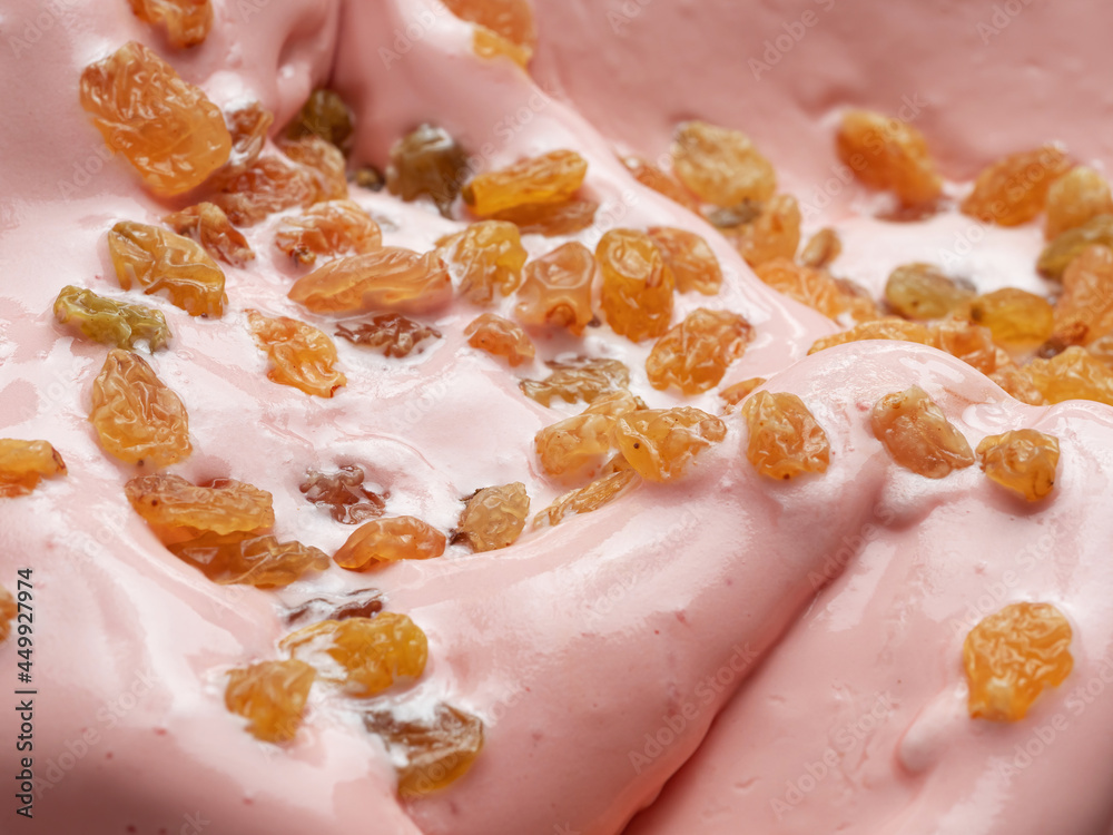 Punch flavour gelato - full frame detail. Close up of pink surface ...