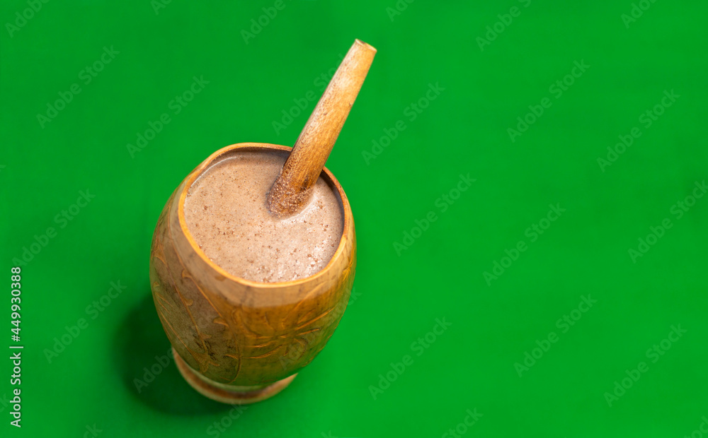 Pinolillo drink on the table with background, Nicaraguan pinolillo ...