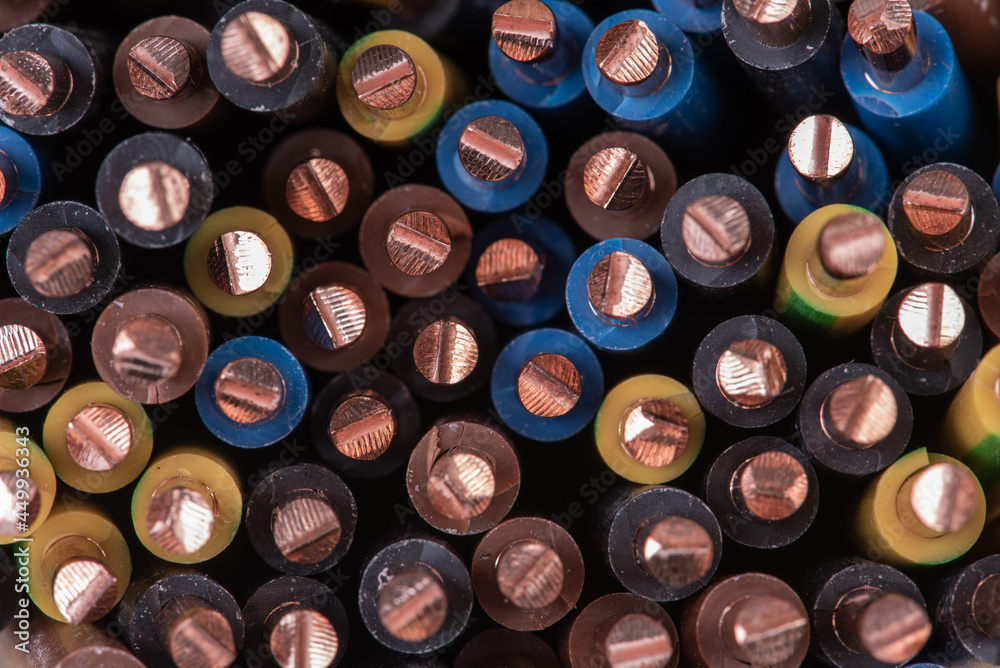 Electrical copper wire cross section background Stock Photo | Adobe Stock