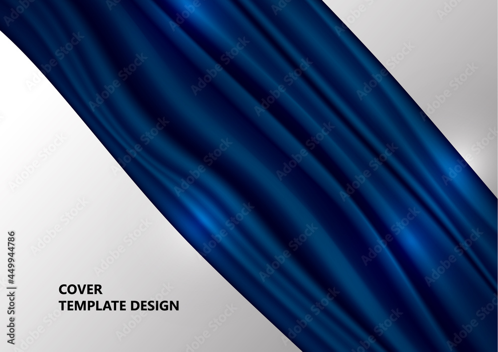 Blue satin wave background. Smooth shiny silk fabric texture, swirl of ...