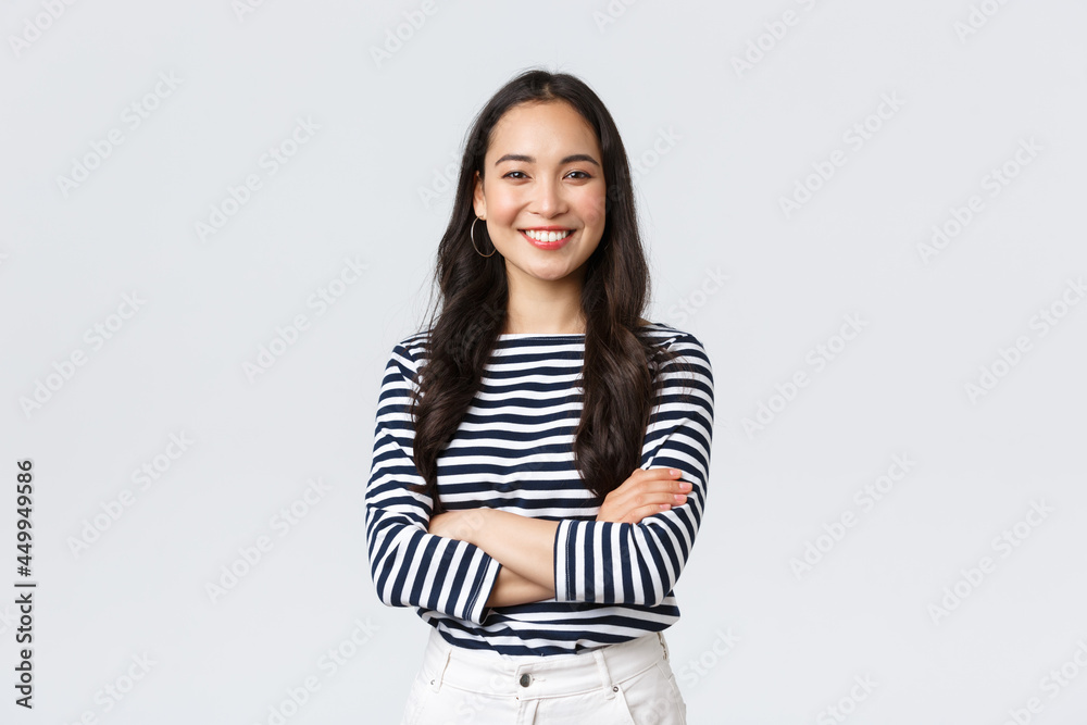 Lifestyle, beauty and fashion, people emotions concept. Young asian ...