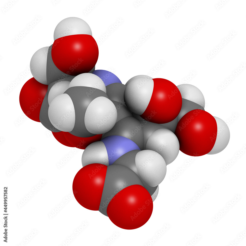 Shinorine sunscreen molecule. 3D rendering. Atoms are represente Stock ...