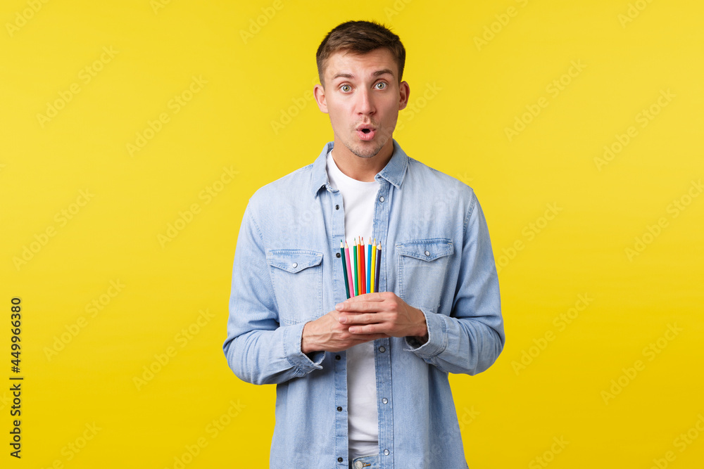 Hobbies, leisure and people lifestyle concept. Excited and intrigued ...