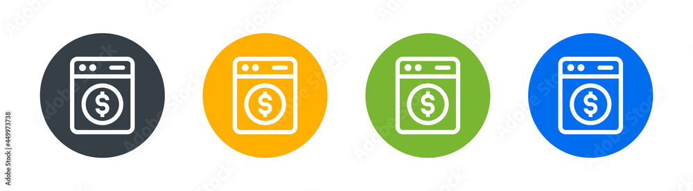 Money laundering icon. Washing machine with dollar currency symbol of ...