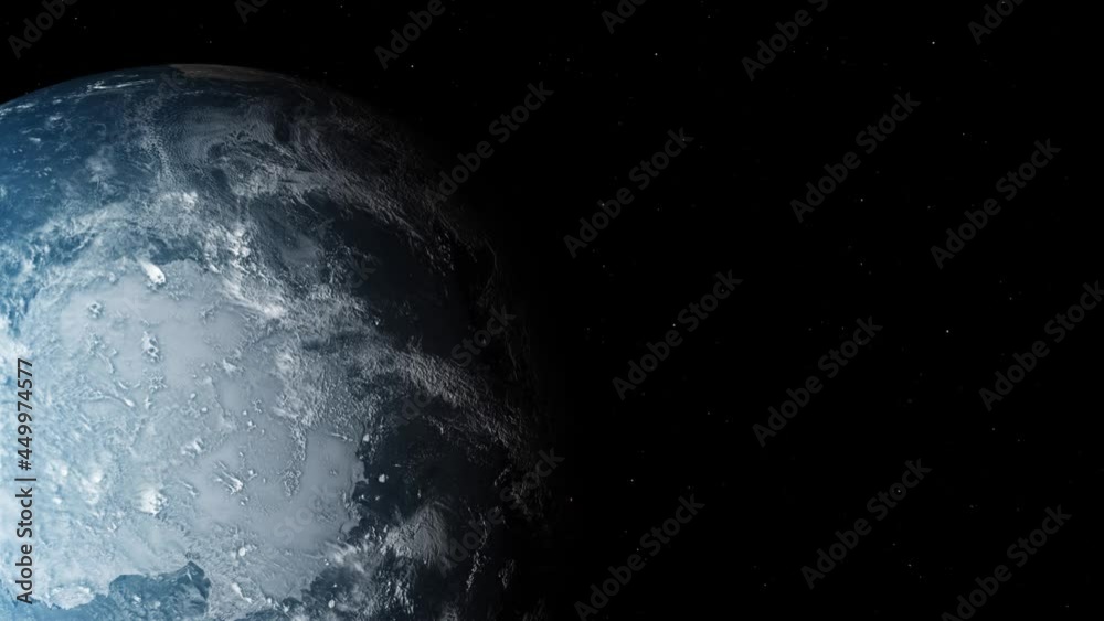 Flying through space ultra realistic Planet earth floating rotating sky ...