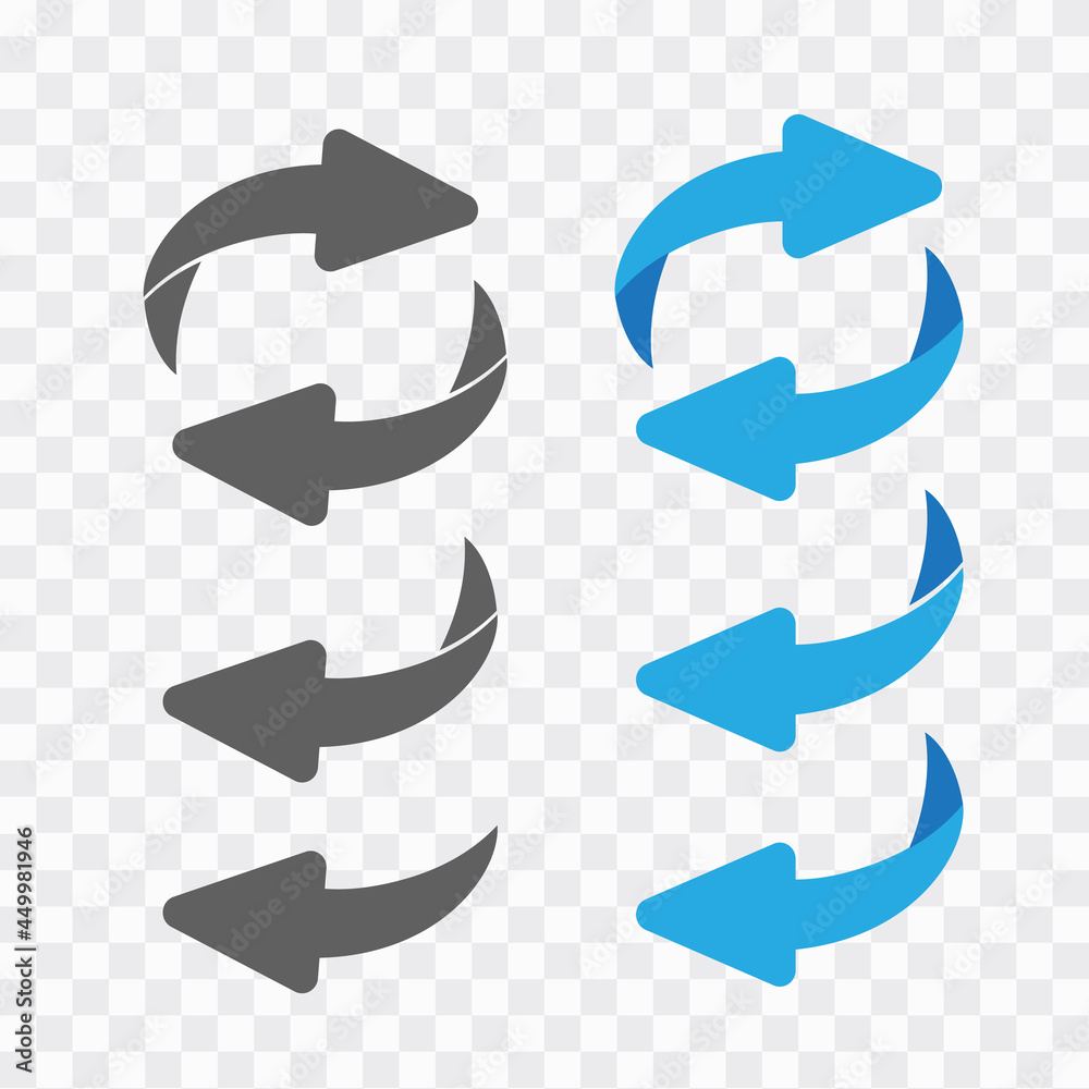 Rotating, circular, cyclic arrows. Recurrence sign. Flip over or turn ...