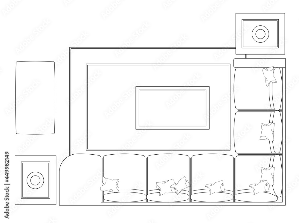 2D CAD plan drawing various sizes and designs of sofa set complete with ...