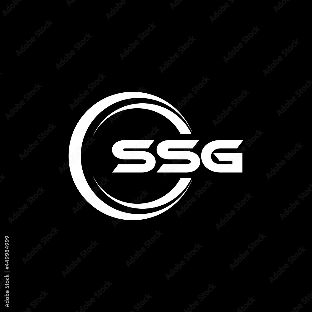 SSG letter logo design with black background in illustrator, vector ...