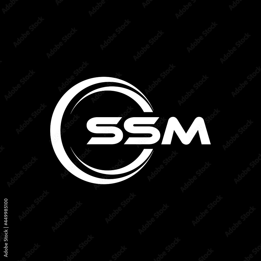 SSM letter logo design with black background in illustrator, vector ...