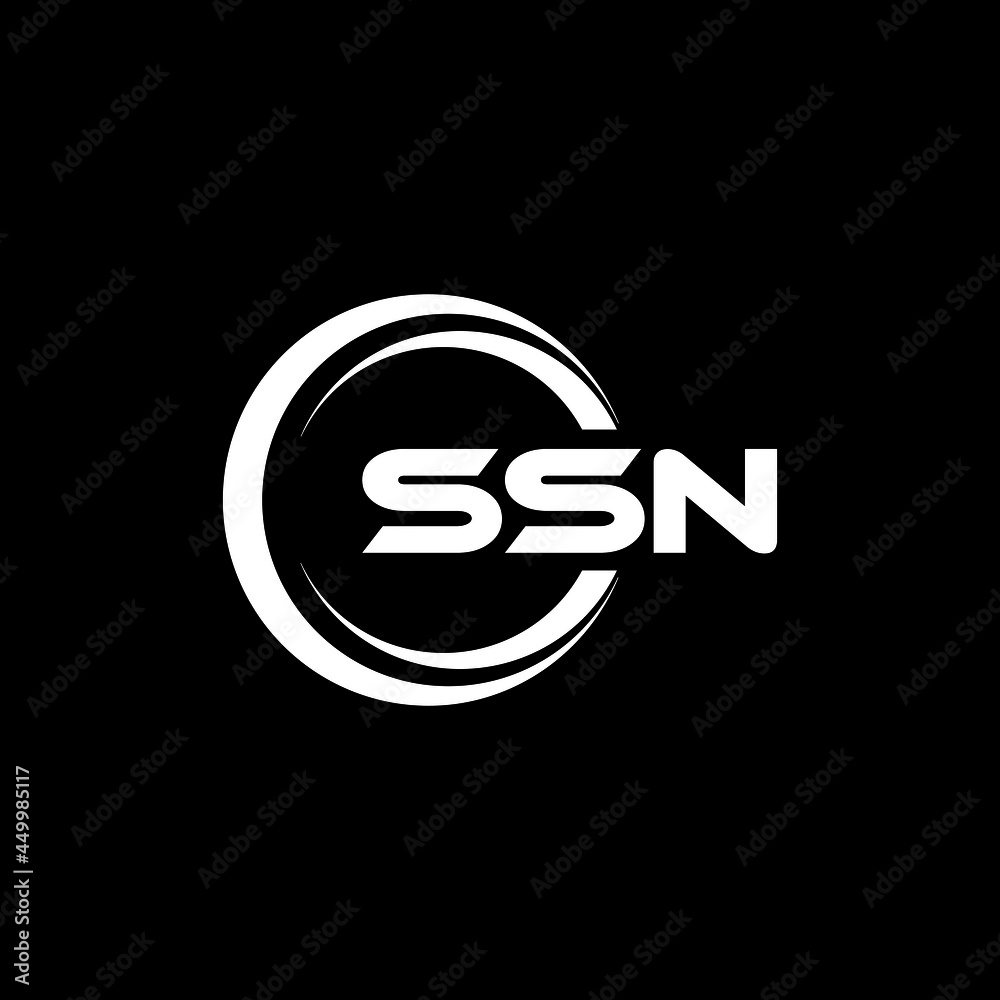 SSN letter logo design with black background in illustrator, vector ...