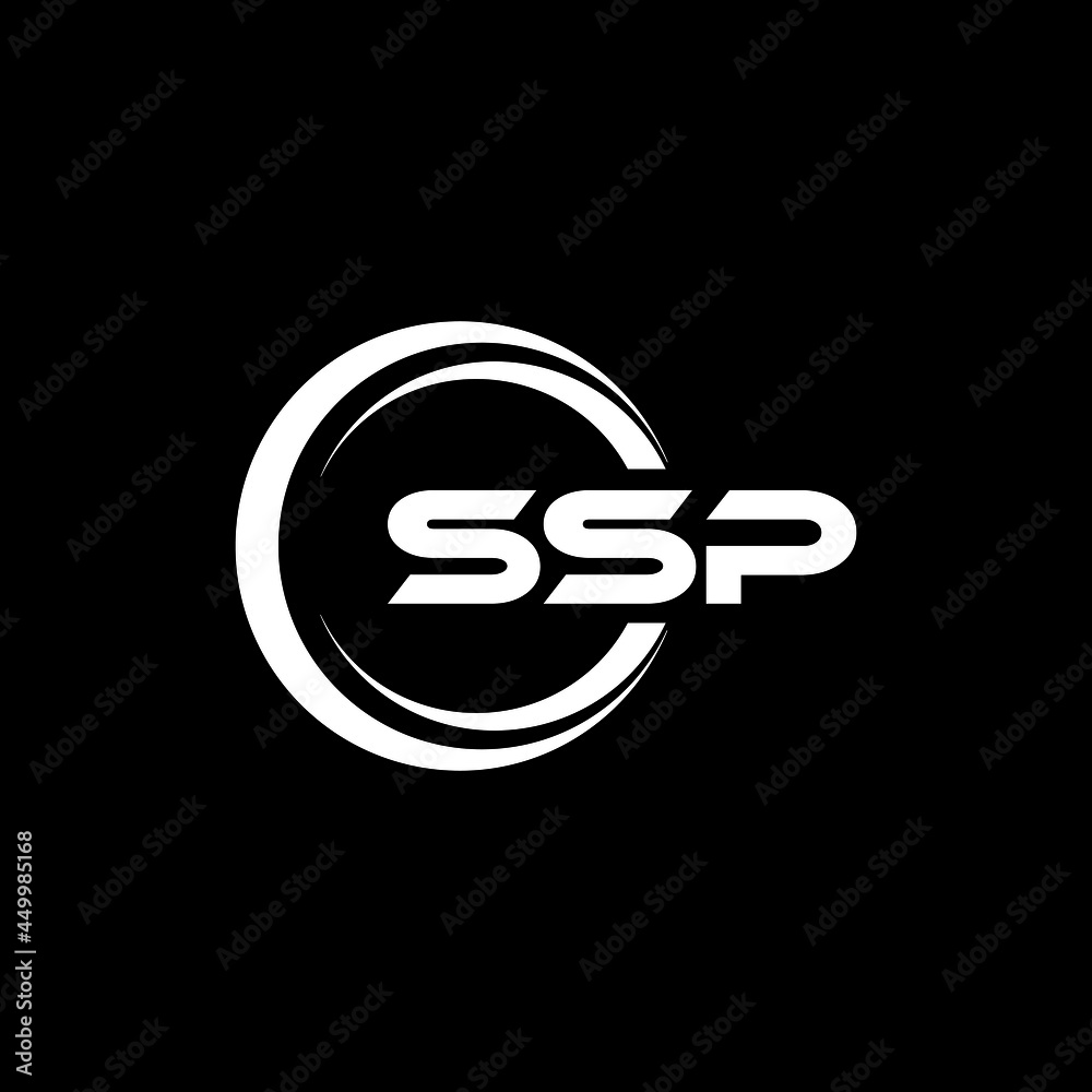 SSP letter logo design with black background in illustrator, vector ...