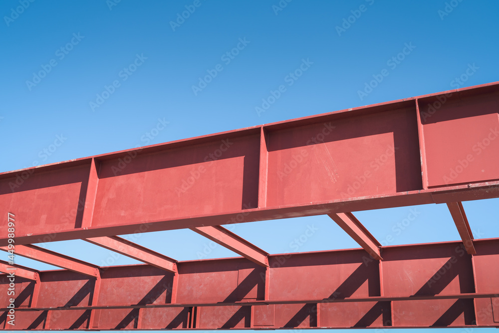 Steel Structure Beam Girder of Building at Construction Site, Metal I ...