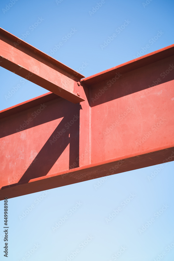 Steel Structure Beam Girder of Building at Construction Site, Metal I ...