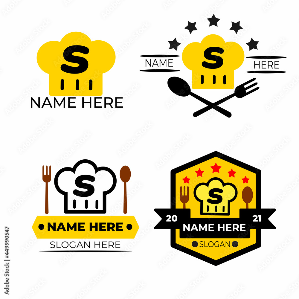 Letter s food logo set. Restaurant retro badge logo for business and ...