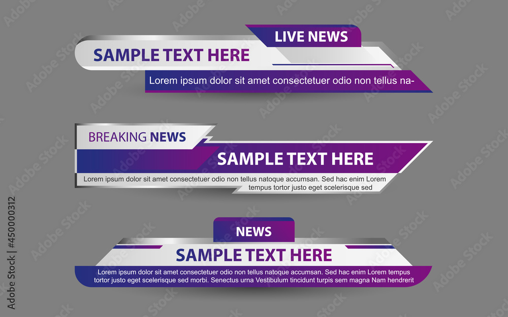 Set collection vector of Broadcast News Lower Thirds Template layout ...
