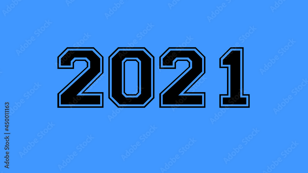 2021 number black lettering blue background Stock Illustration | Adobe ...