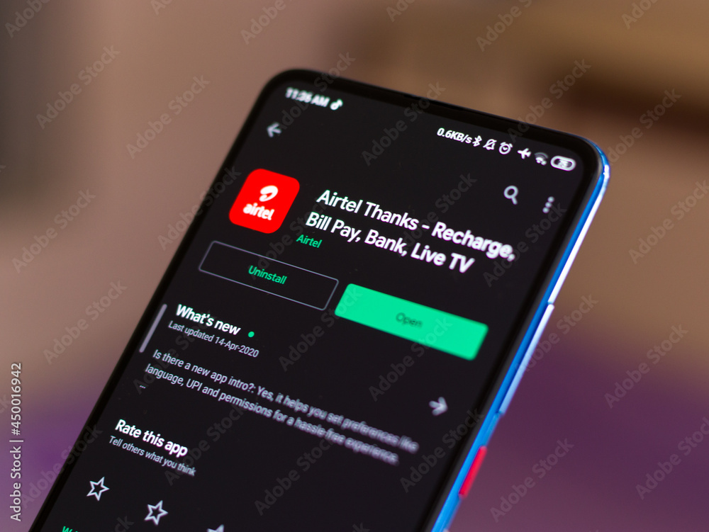 Assam, india - May 8, 2020 : Airtel thanks app, for recharge, bill pay ...