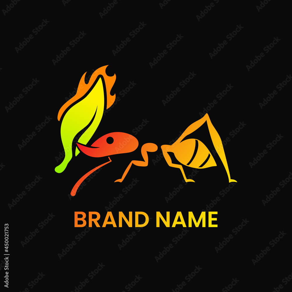 leaf, ant and fire logo concept. modern, gradient, simple, flat ...