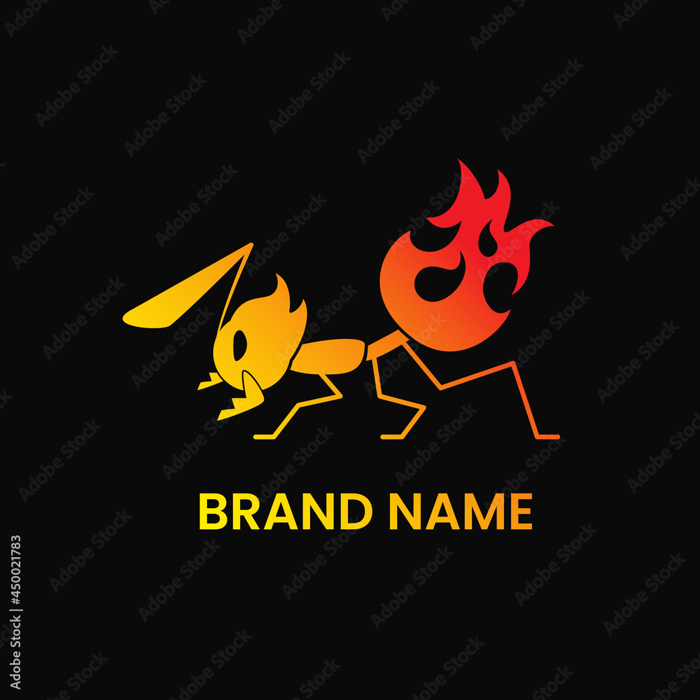 ant and fire logo concept. modern, gradient, simple, flat, combination ...