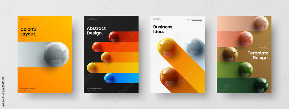 Geometric 3D spheres booklet concept collection. Fresh pamphlet A4 ...