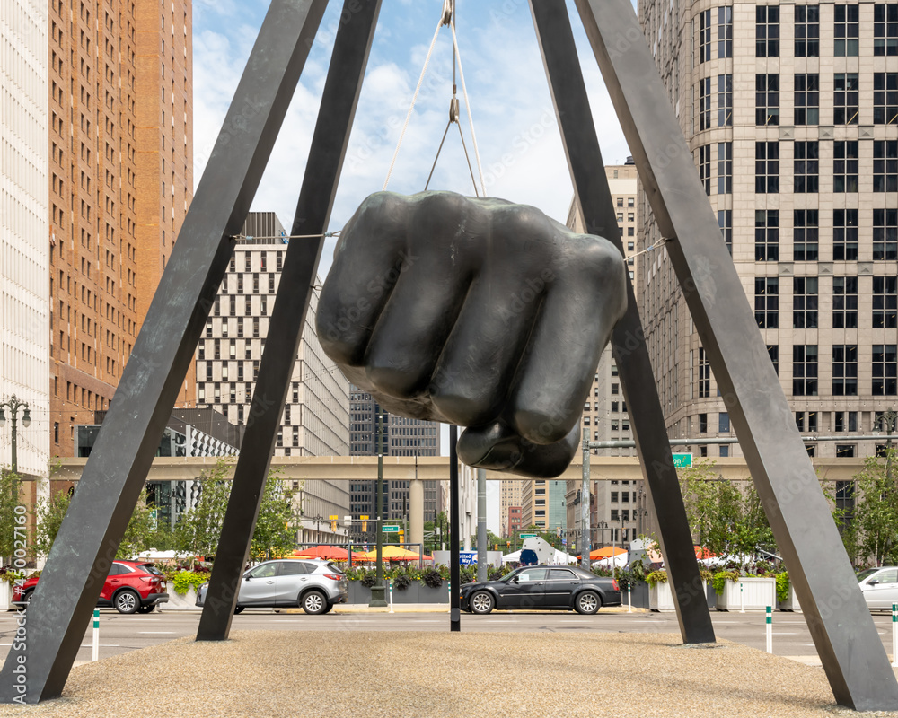 DETROIT, MI/USA - AUGUST 06, 2021: “The Fist”, a monument to boxer Joe ...
