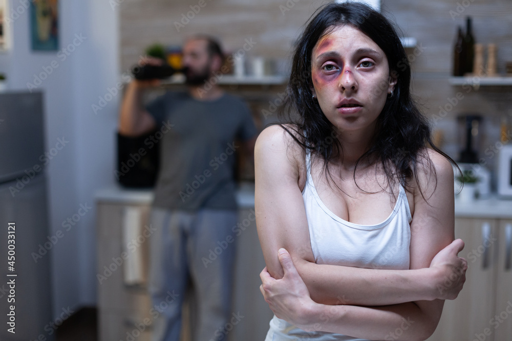 Angry husband getting physical with abused wife while drinking and ... Angry husband getting physical with abused wife while drinking and ...