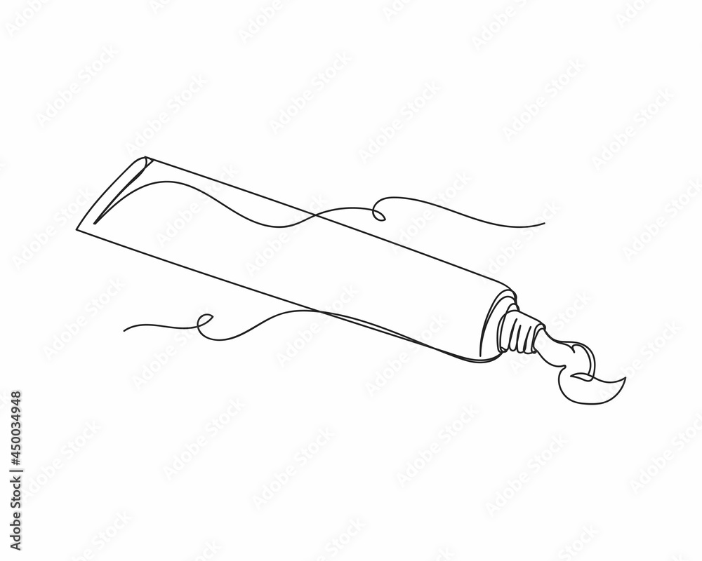 Continuous one line drawing of close up of a toothpaste tube in ...
