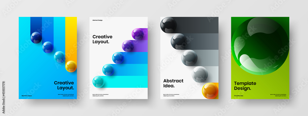 Colorful realistic balls brochure template bundle. Creative catalog ...