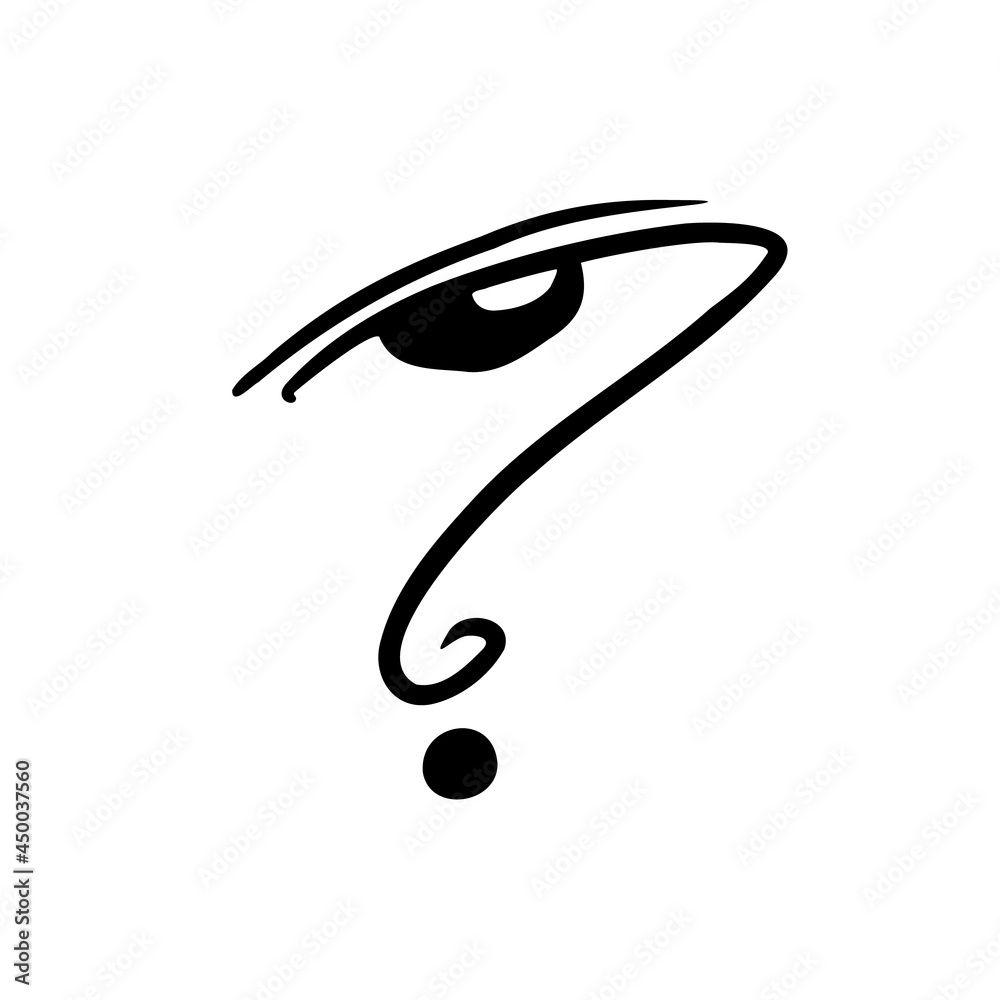Drawing question mark, eyebrow, eye vector illustration hand drawn ...