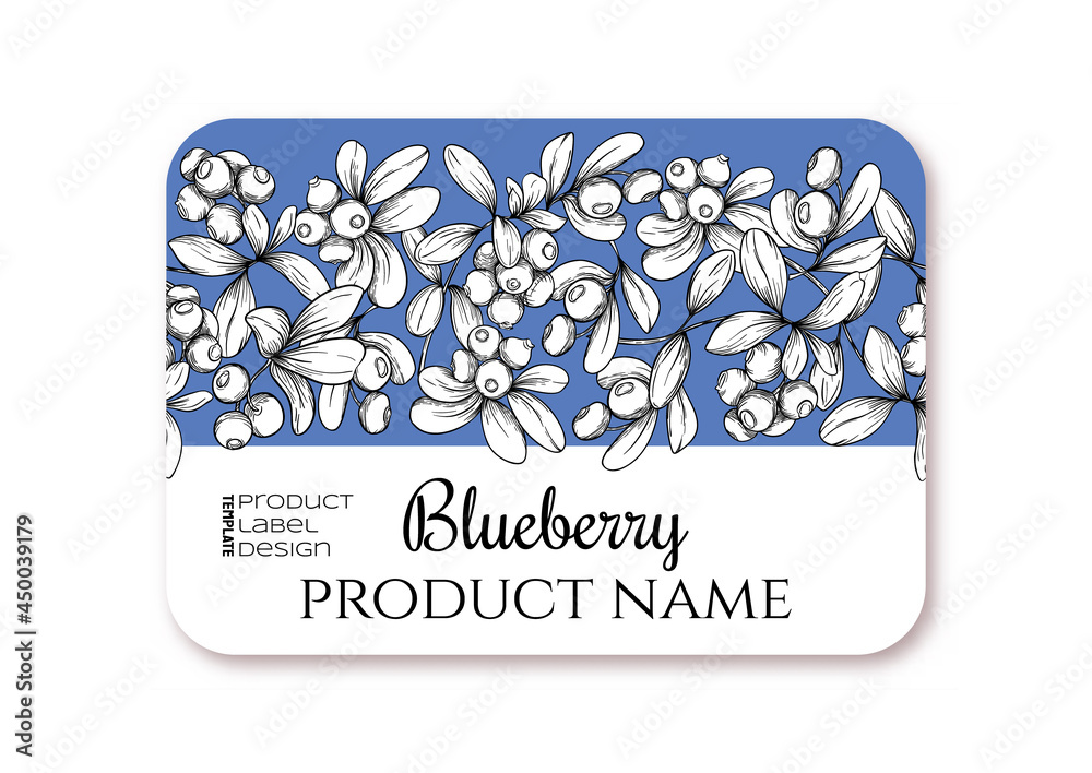 Blueberry Ripe berries. Template for product label, cosmetic packaging ...