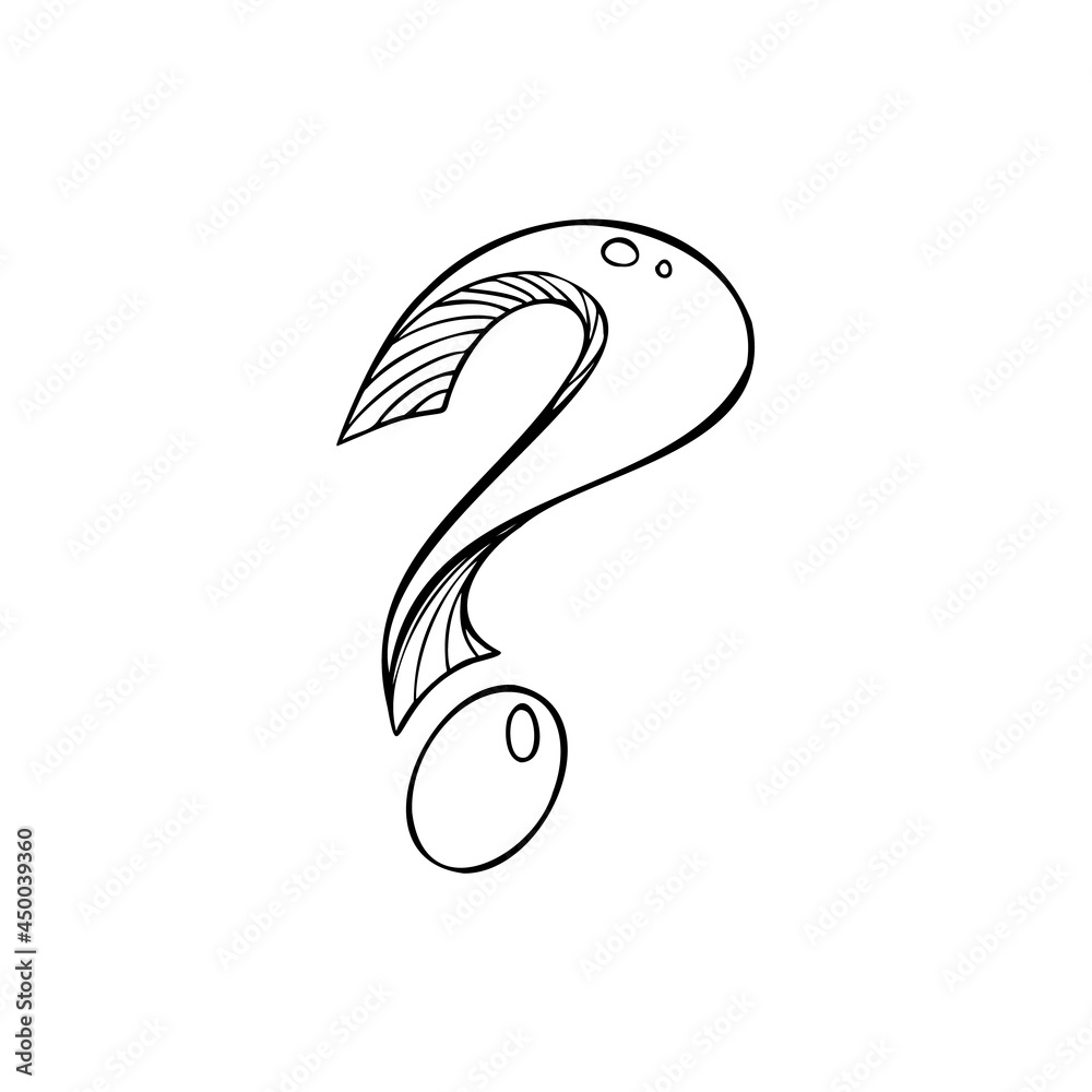 Question mark drawing, snake vector illustration hand drawn Stock ...