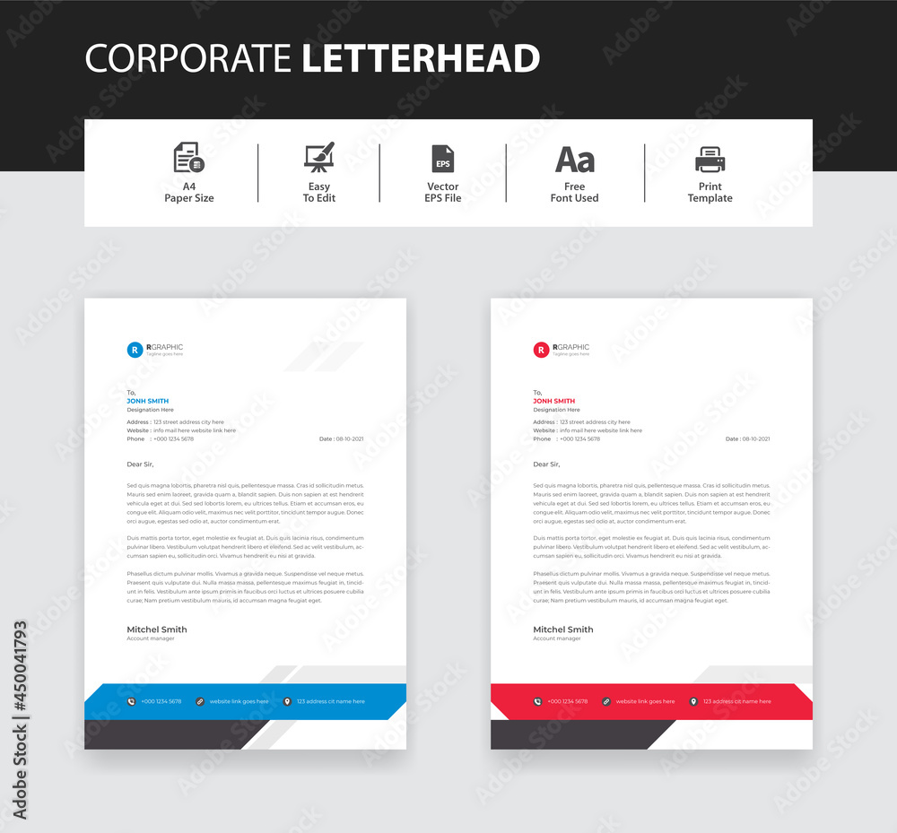 Professional business style letterhead template design for business ...