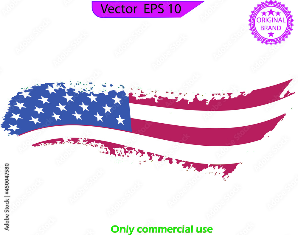 USA Flag. Distressed American waving flag with splash elements, patriot ...