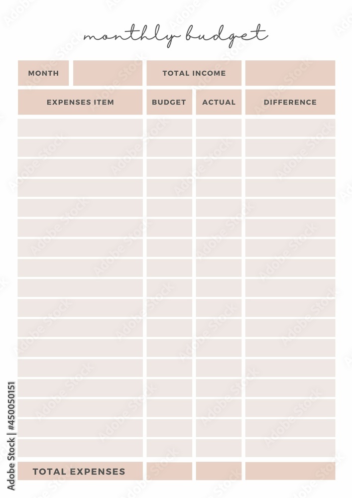 Elegant monthly budget planner template design. monthly business ...