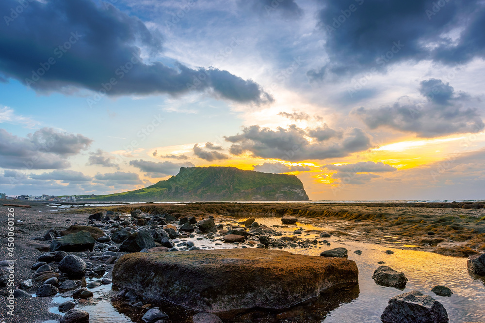 Jeju Island South Korea, Sunrise nature landscape at Jeju Do Seongsan ...