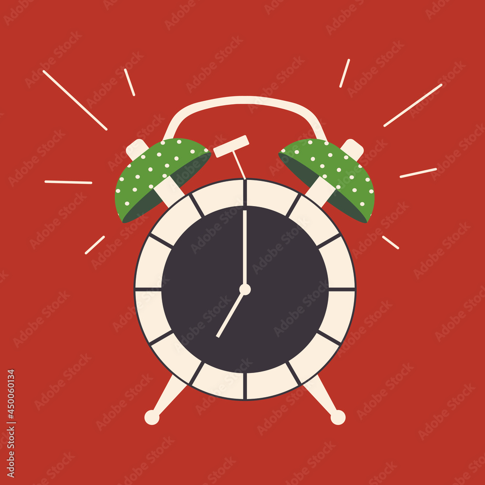 Alarm clock with arrows showing 7 am and a bell. Get up and wake up to ...