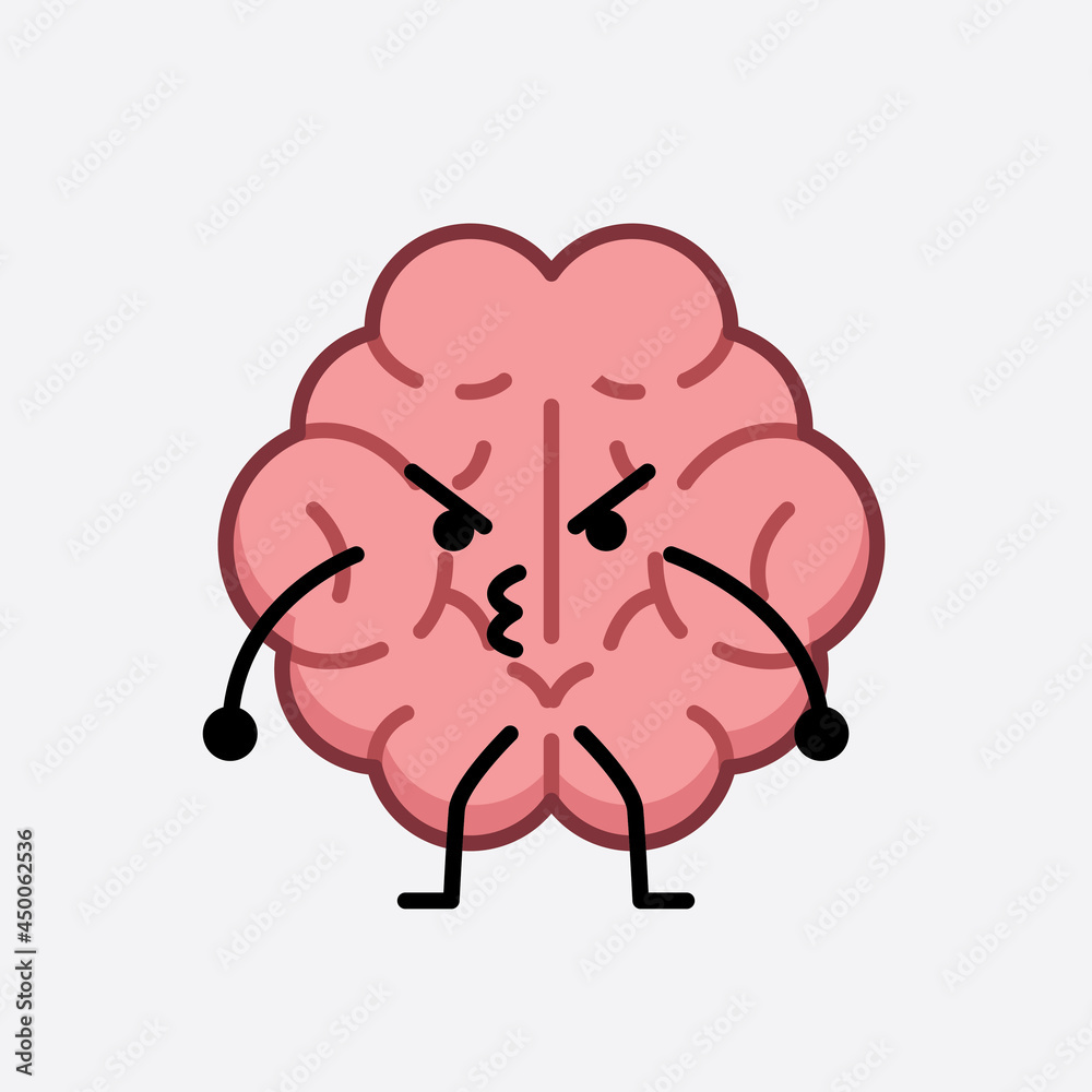Vector Illustration of Brain Character with cute face and simple body ...
