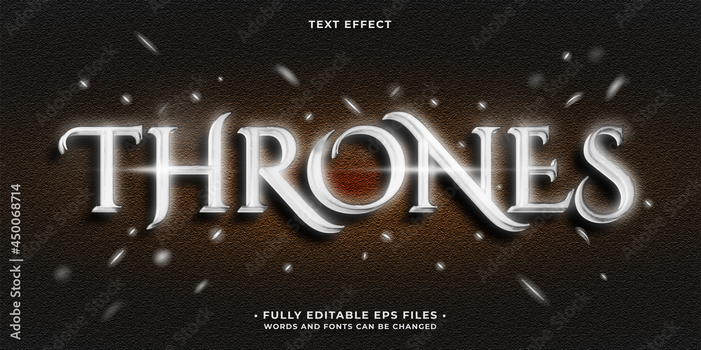 shining silver thrones text effect. 100% editable eps cc vector Stock ...