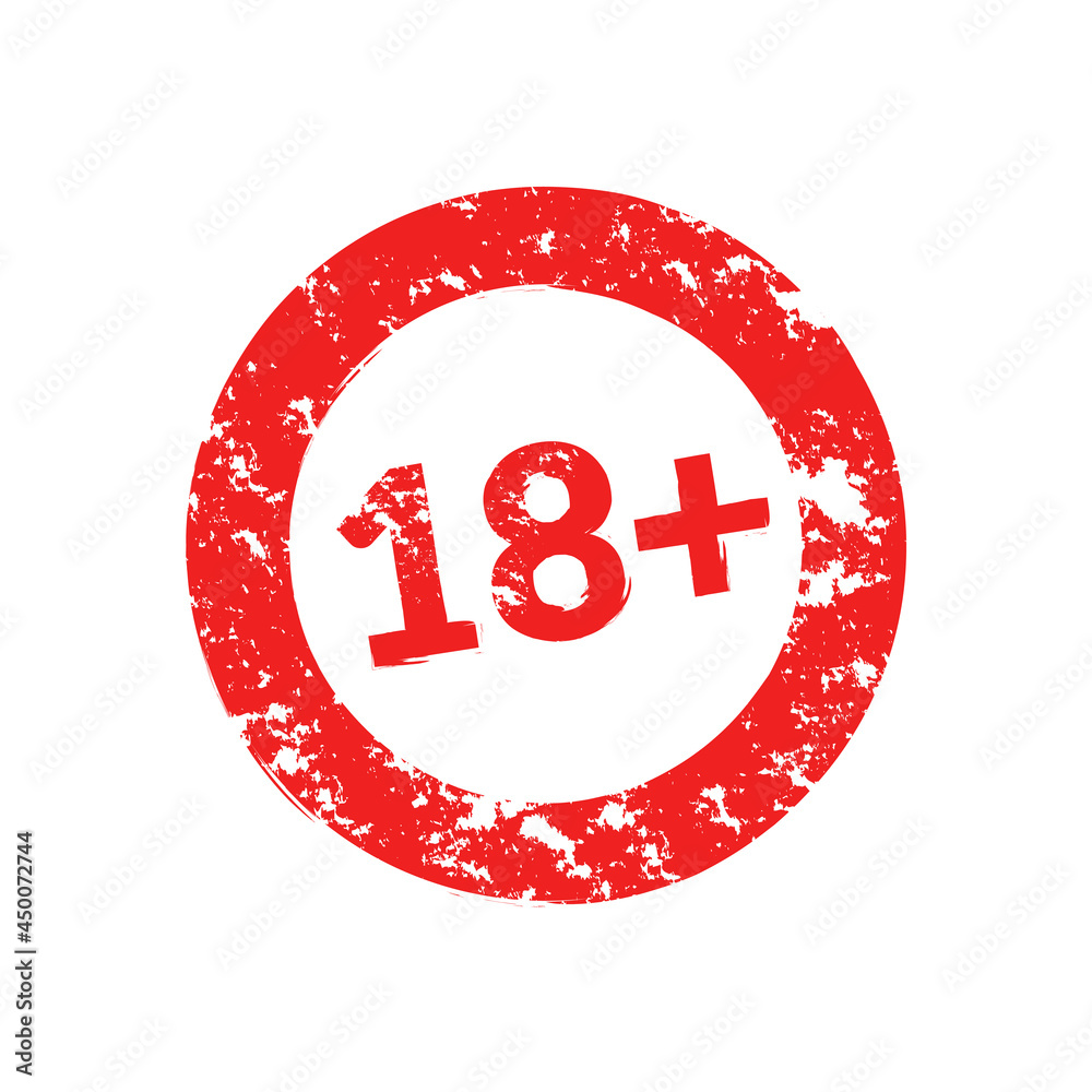 Parental advisory, explicit content, 18 years grunge round red warning ...