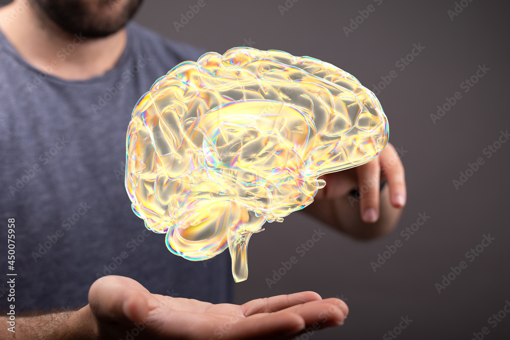 Human brain activity with plexus lines.. External cerebral connections ...