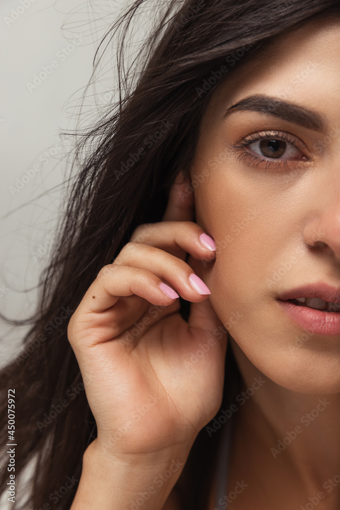 Close-up portrait of young beautiful arabian woman without makeup ...