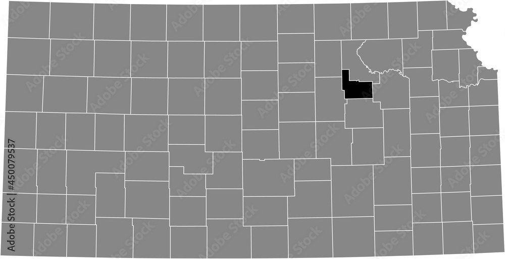 Black highlighted location map of the Geary County inside gray map of ...