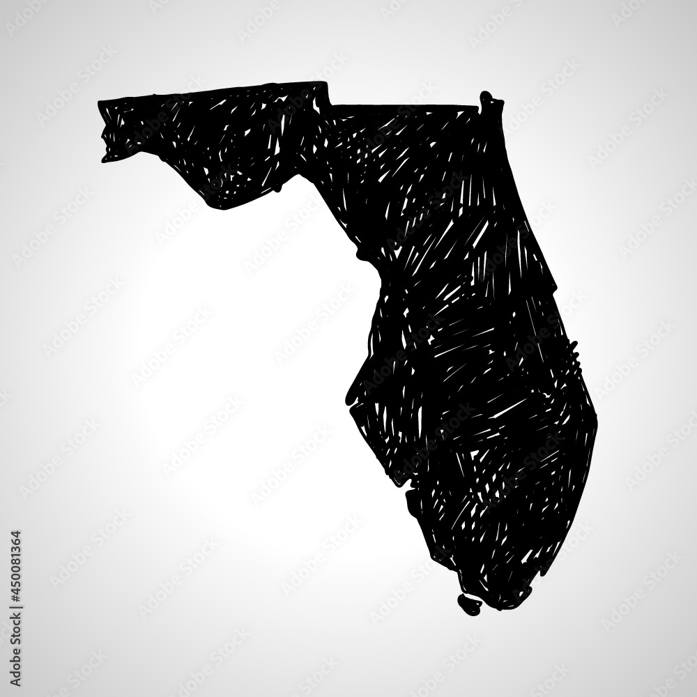 Sketchy Florida State Map Illustrated Cartoon Drawing Stock Vector ...